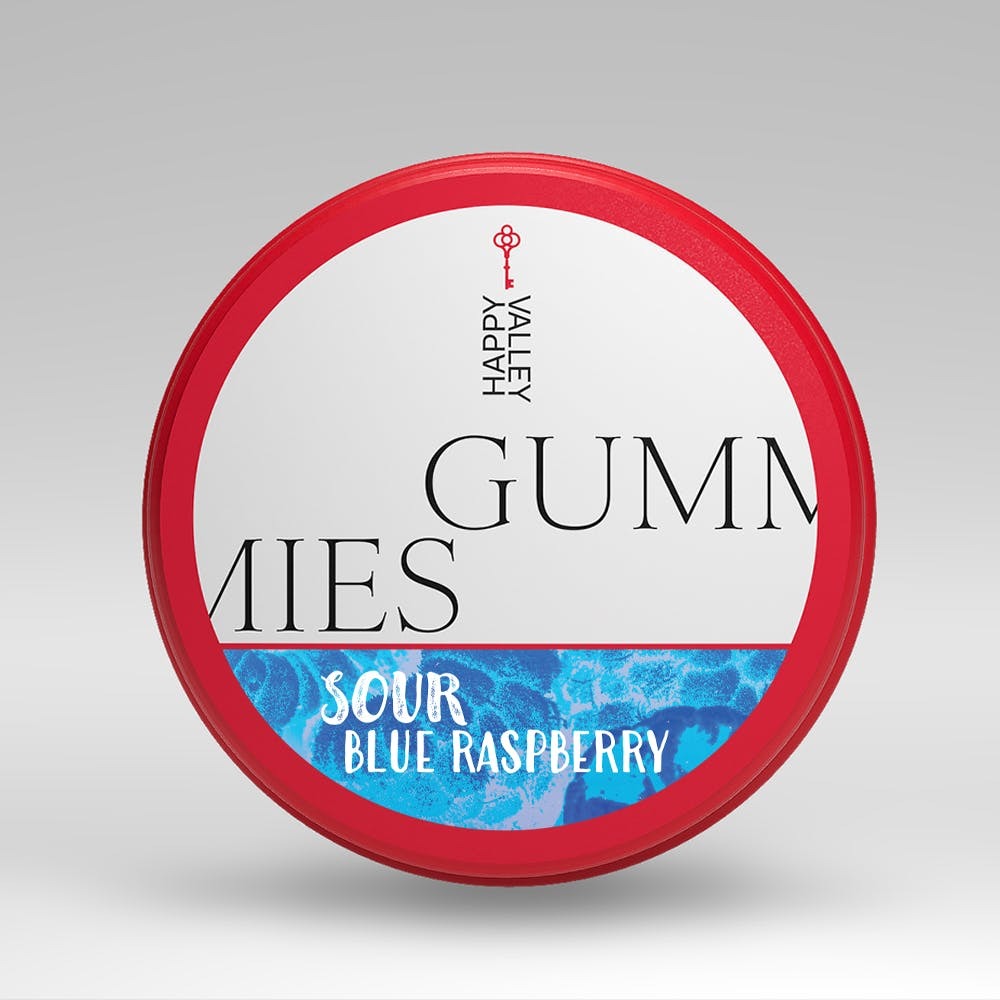 Gummies 100mg THC Sour Blue Raspberry | Gloucester, MA | Happy Valley